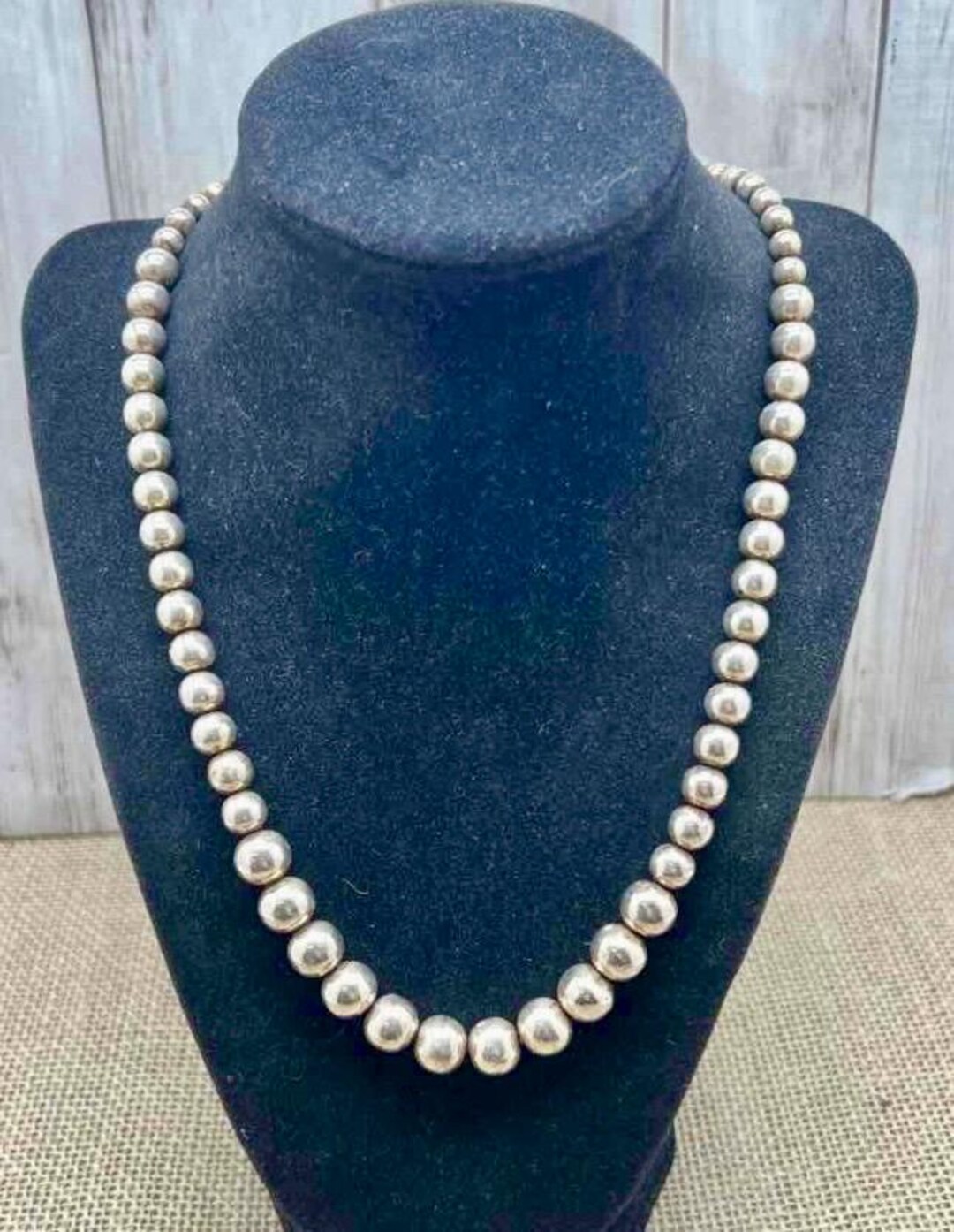 Beautifully Weighted and Heavy Sterling Silver Round Bead Necklace ...