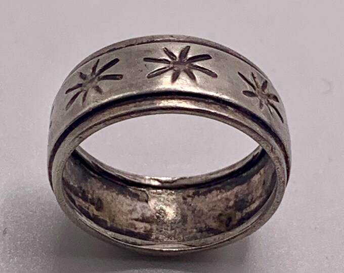Sterling Silver Handmade Star Engraving, Size 5 3/4 Ring - Etsy