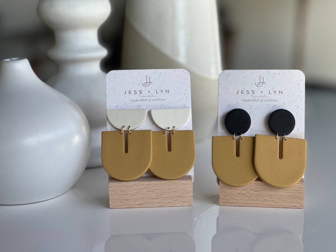 U-shaped Camel Color Polymer Clay Earrings | Minimalist - Etsy