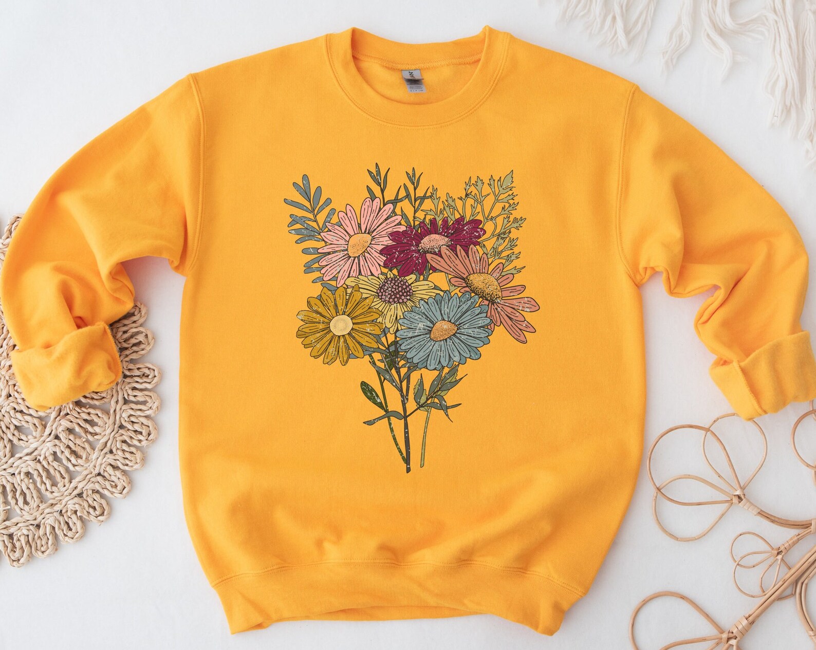 Daisy Flower Sweatshirt for Women Cozy Floral Hooded Women's Sweatshirt ...