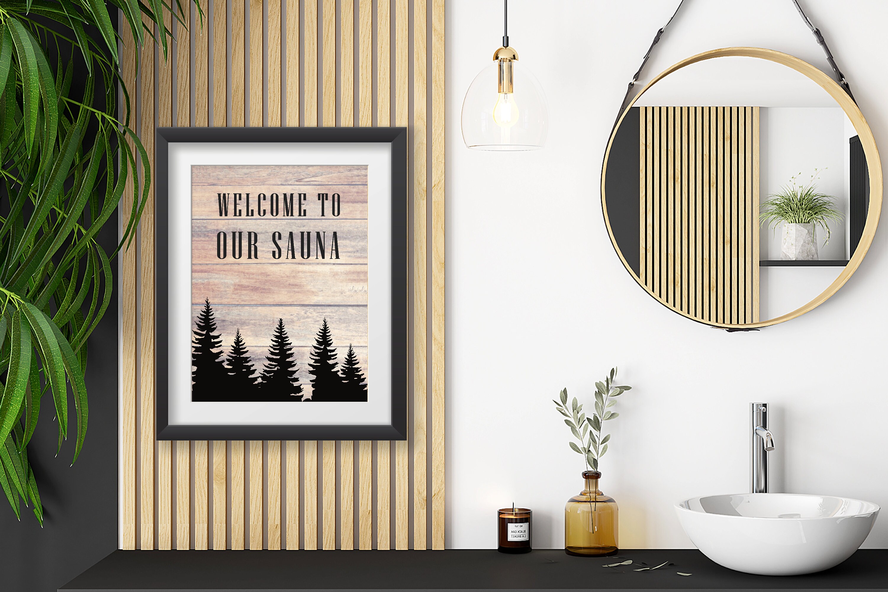 Finnish Sauna Welcome Sign Sauna Decor Scandinavian Inspired Pine Tree ...