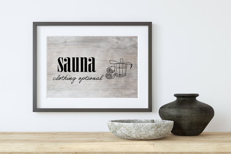 Sauna Poster Clothing Optional Scandinavian Decor Sign Sauna ...