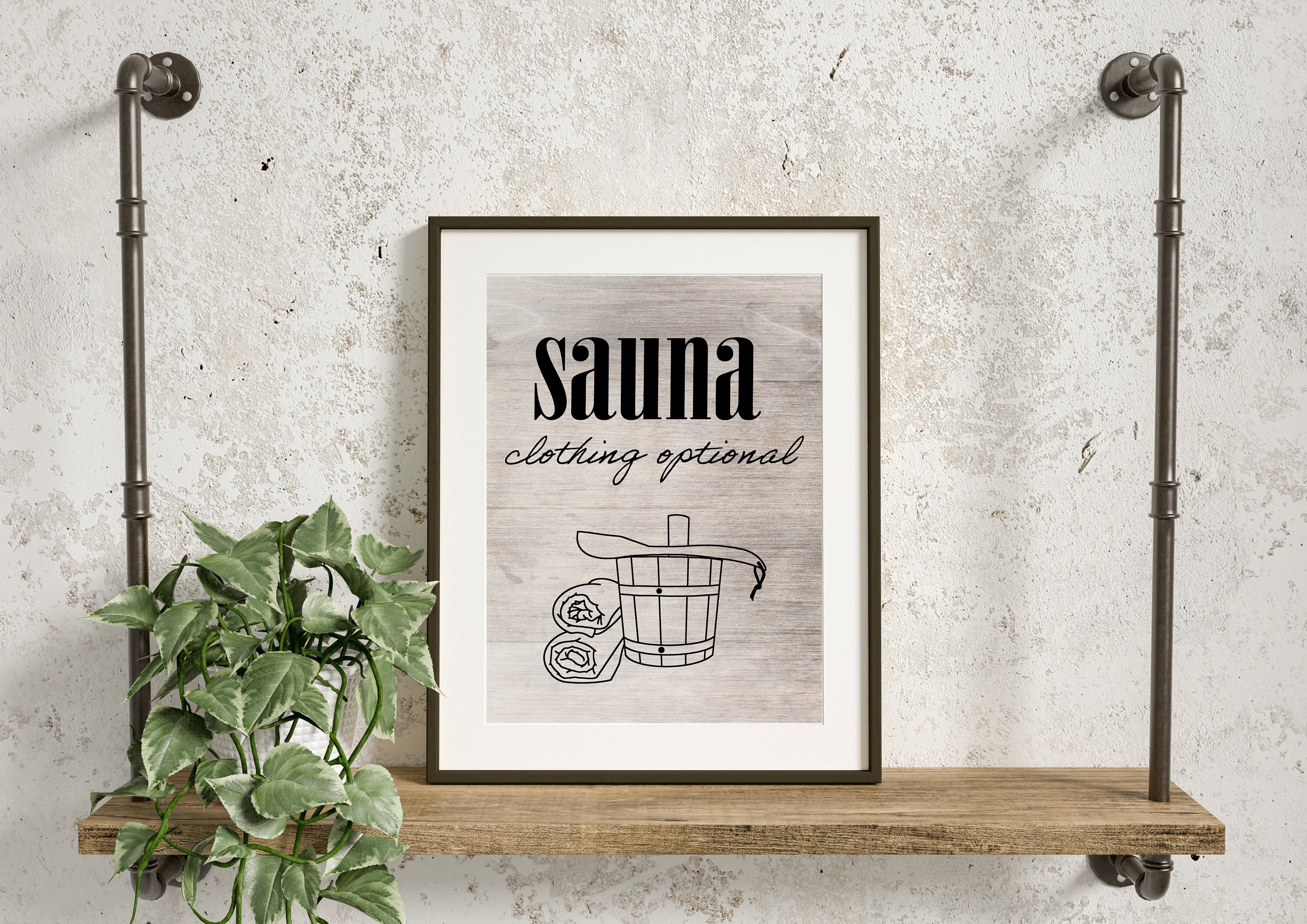 Sauna Poster Clothing Optional Scandinavian Decor Sign Sauna ...