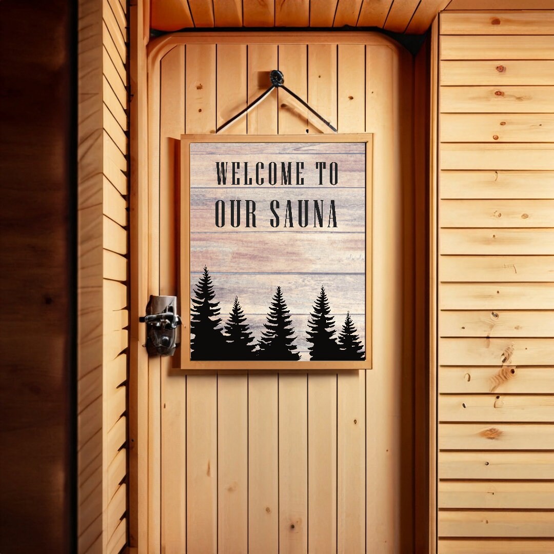 Finnish Sauna Welcome Sign Sauna Decor Scandinavian Inspired Pine Tree ...