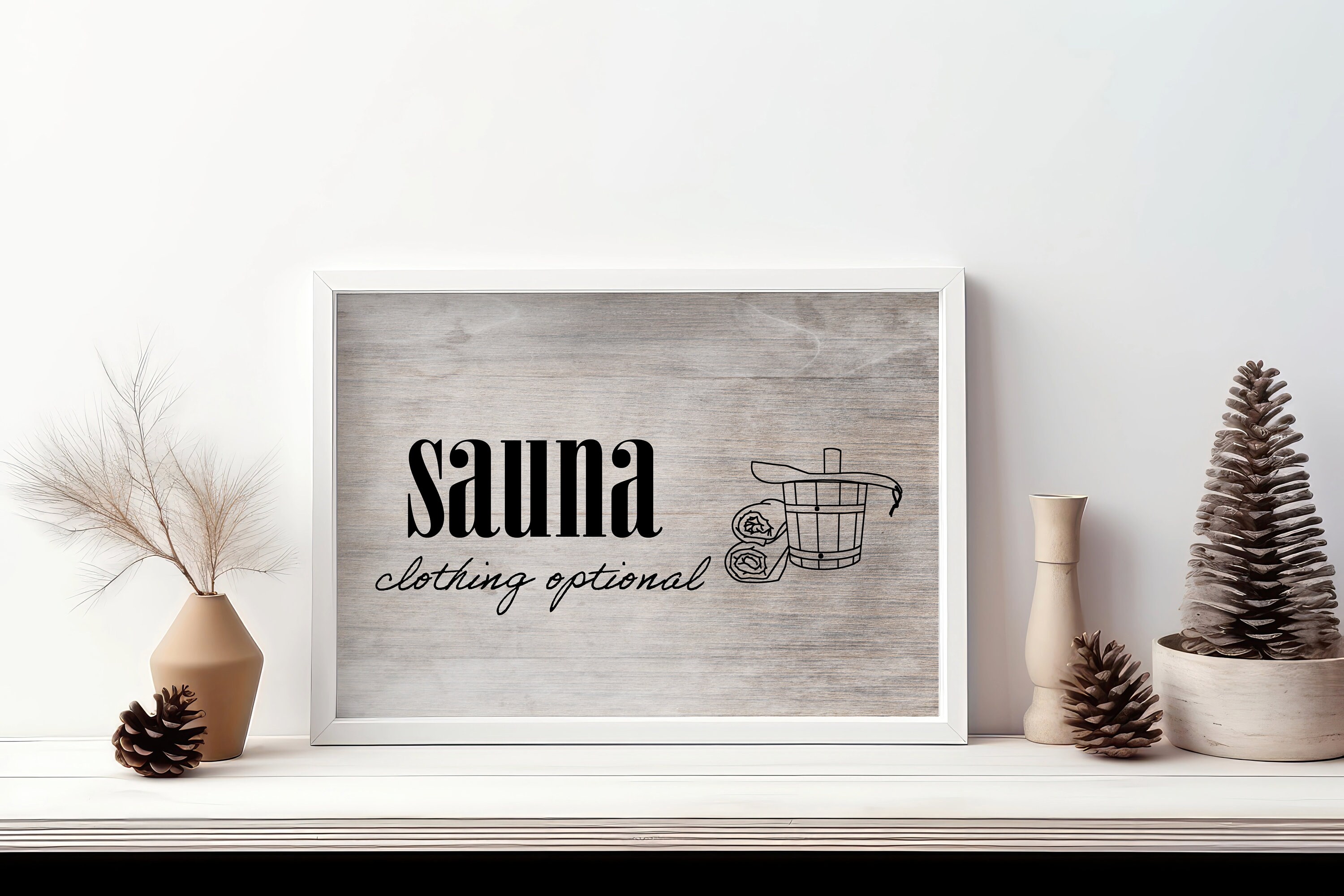 Sauna Poster Clothing Optional Scandinavian Decor Sign Sauna ...