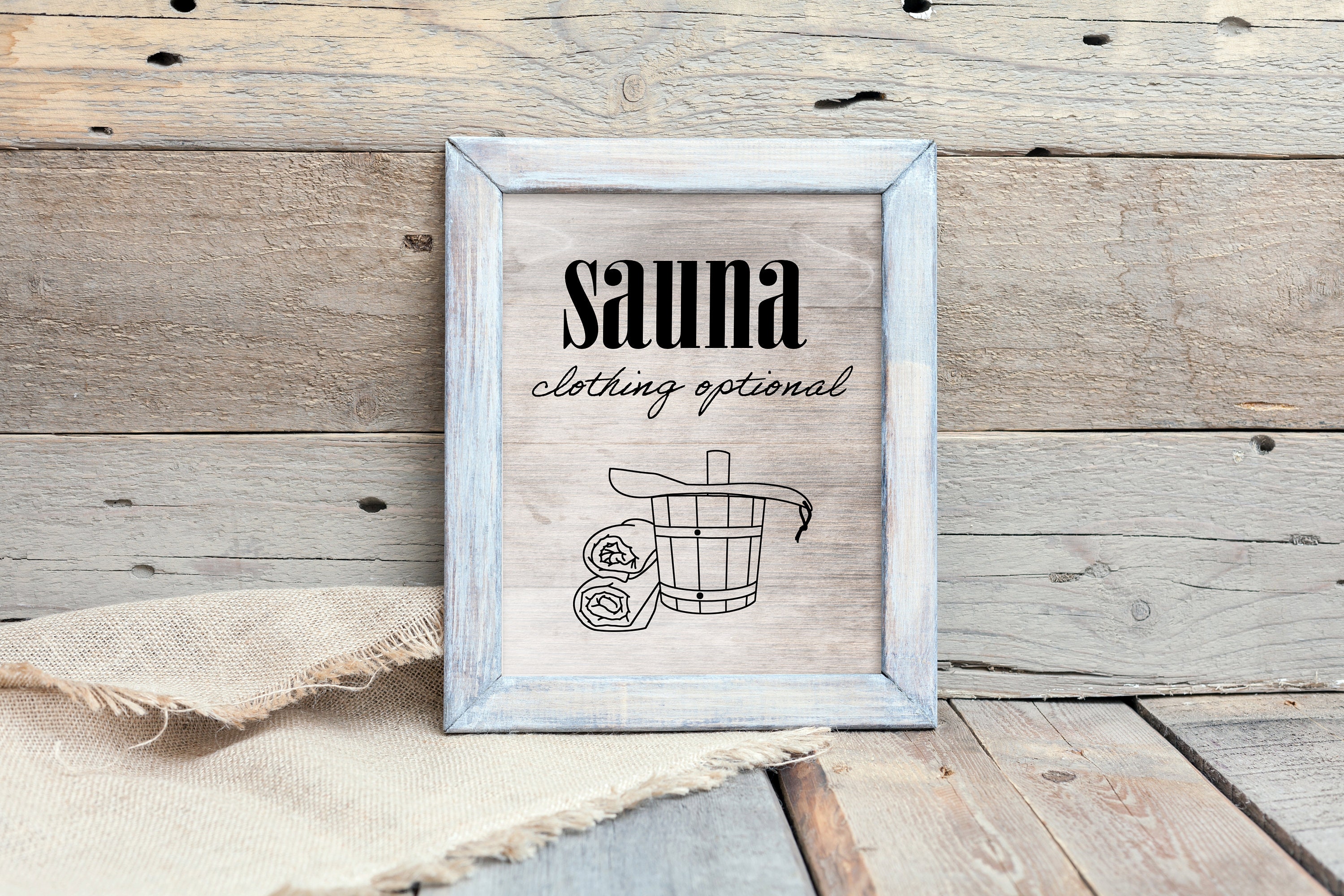 Sauna Poster Clothing Optional Scandinavian Decor Sign Sauna ...