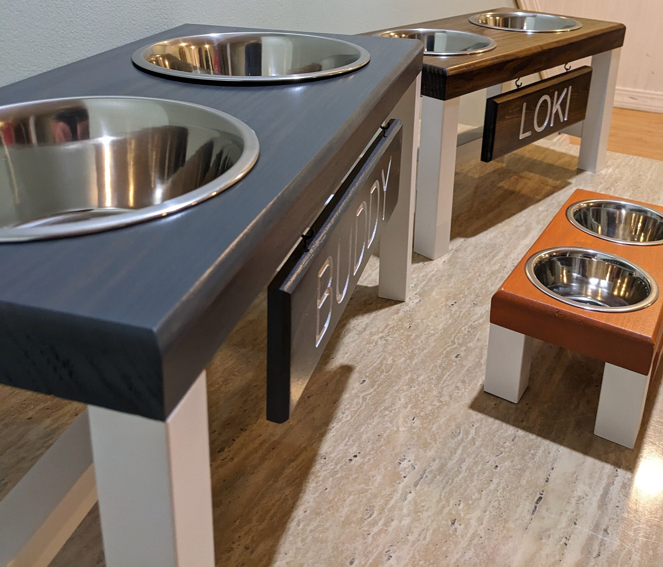 Large: Personalized Farmhouse Rustic Dog Feeding Stands - Etsy