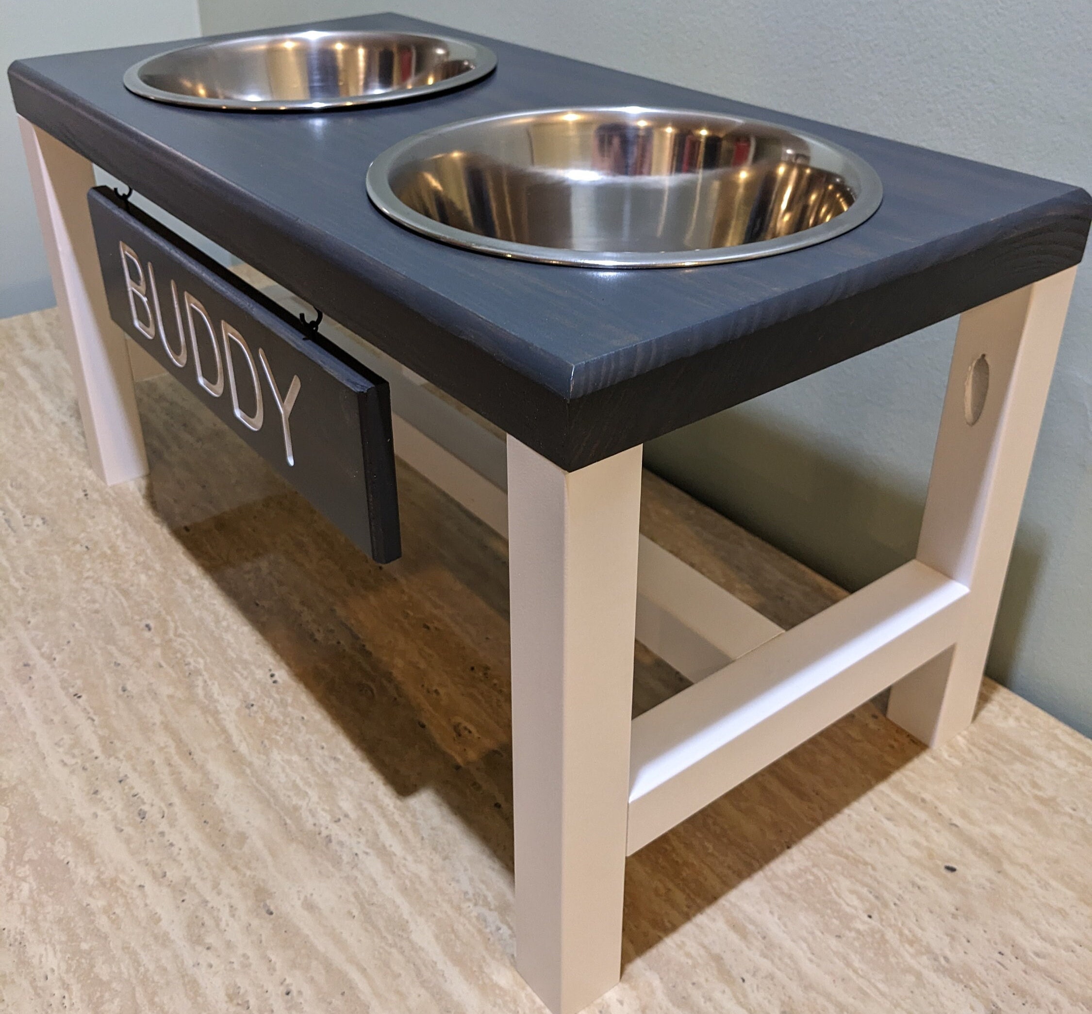 Large: Personalized Farmhouse Rustic Dog Feeding Stands - Etsy
