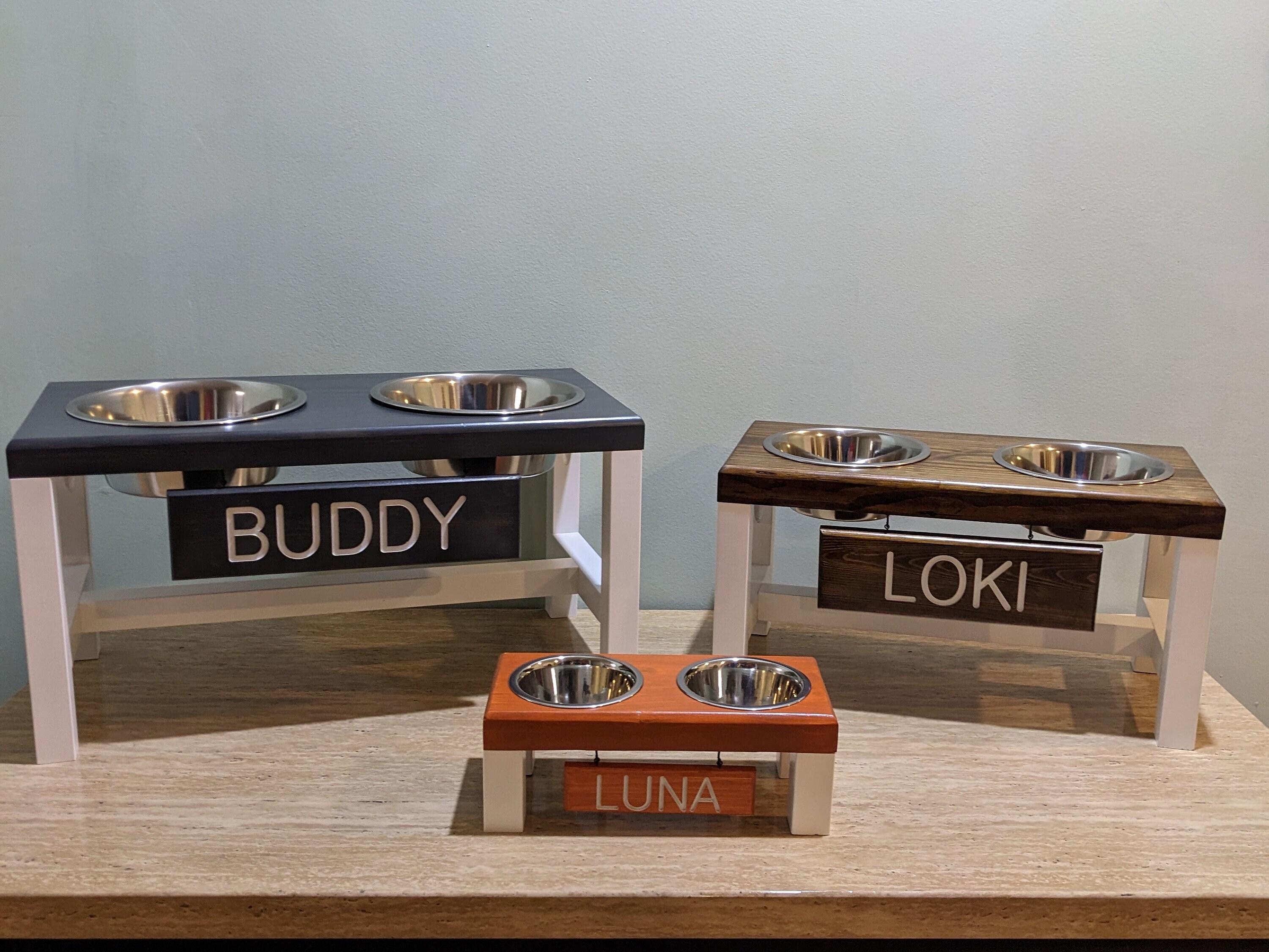 Large: Personalized Farmhouse Rustic Dog Feeding Stands - Etsy