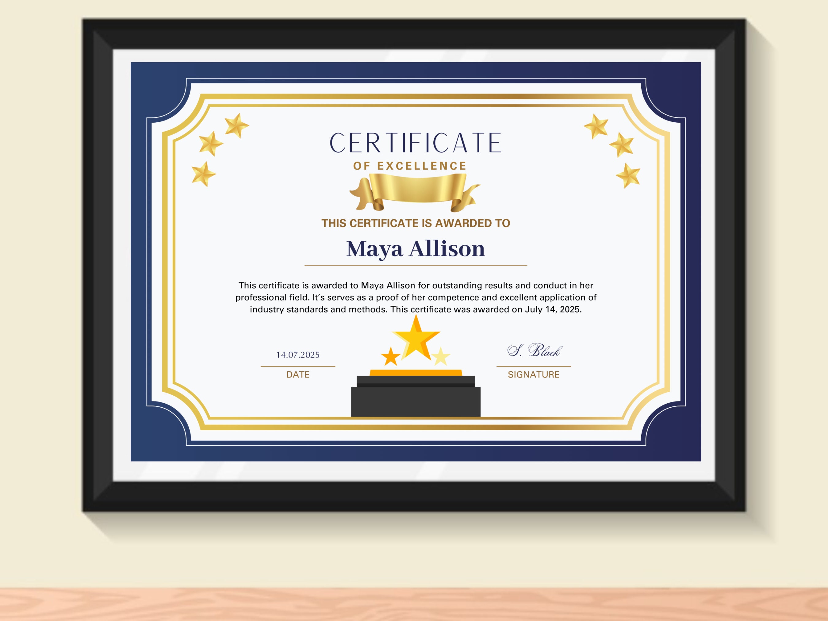 Editable Excellence Certificate Award| Recognition Award Display| Award ...