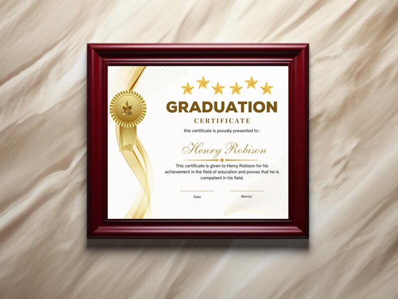 Custom Graduation Certificate Frame| Graduate Certificate| High School ...