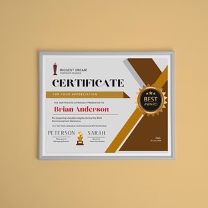 Custom Appreciation Certificate Holder| Recognition Award Display ...