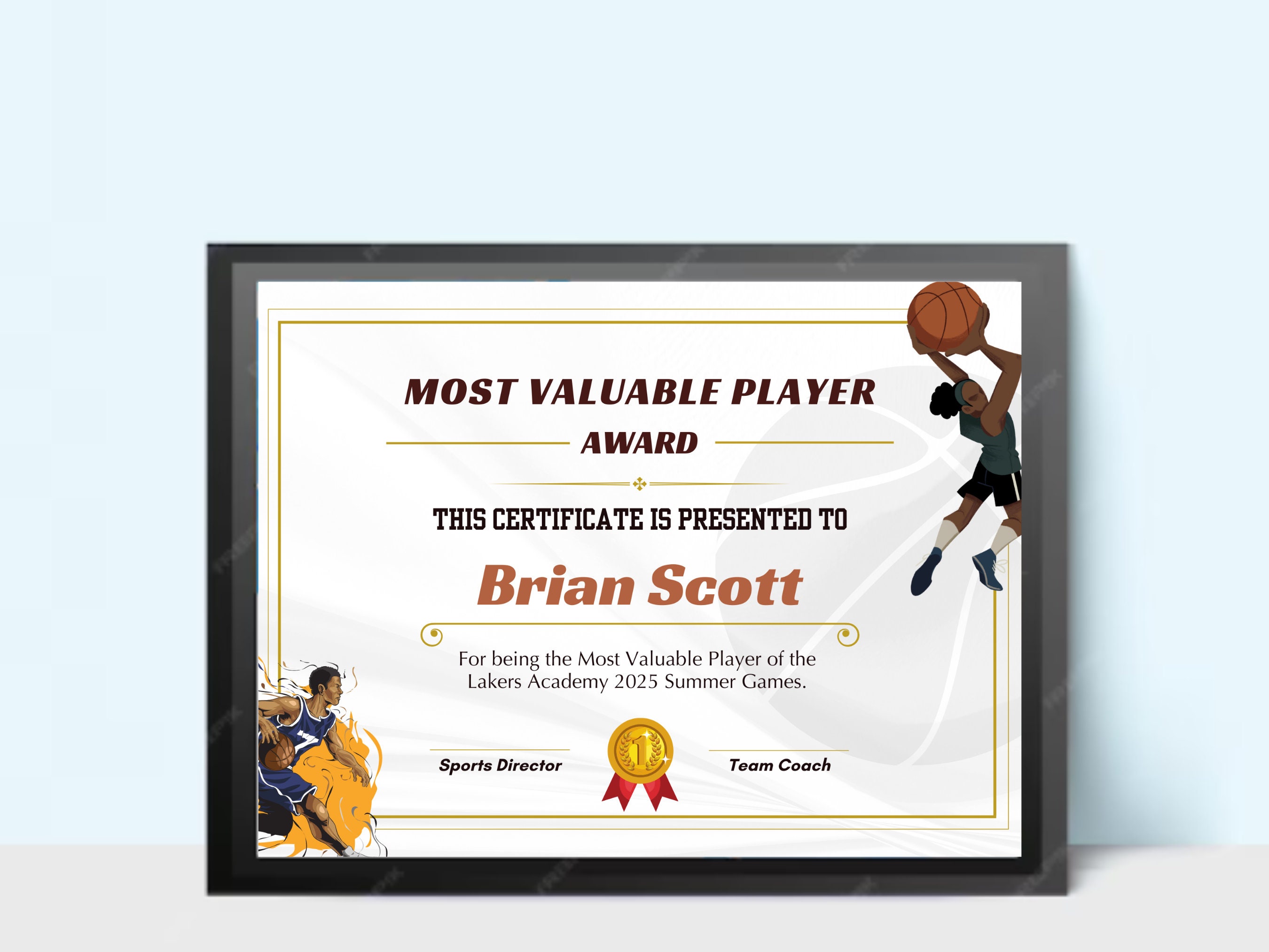 Printable Basketball Certificate Award| Recognition Award| Certificate ...
