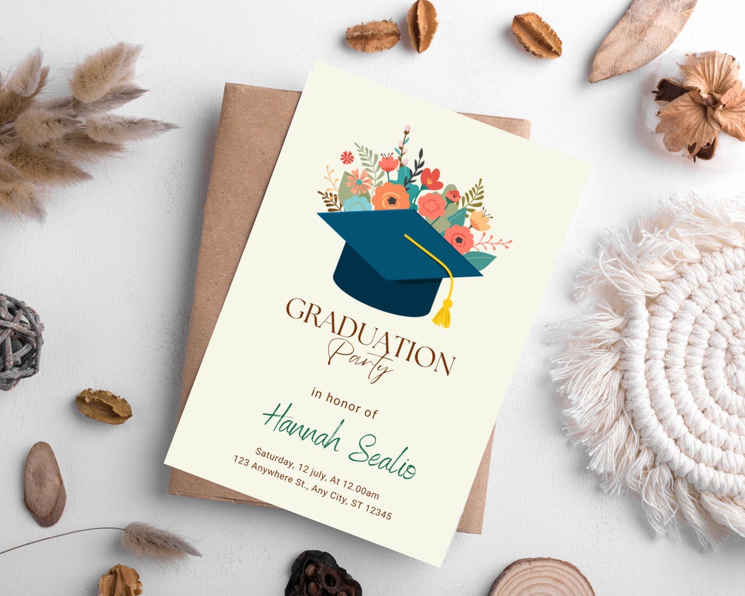 Editable Graduation Invitation Graduation Party Invitation Summer ...