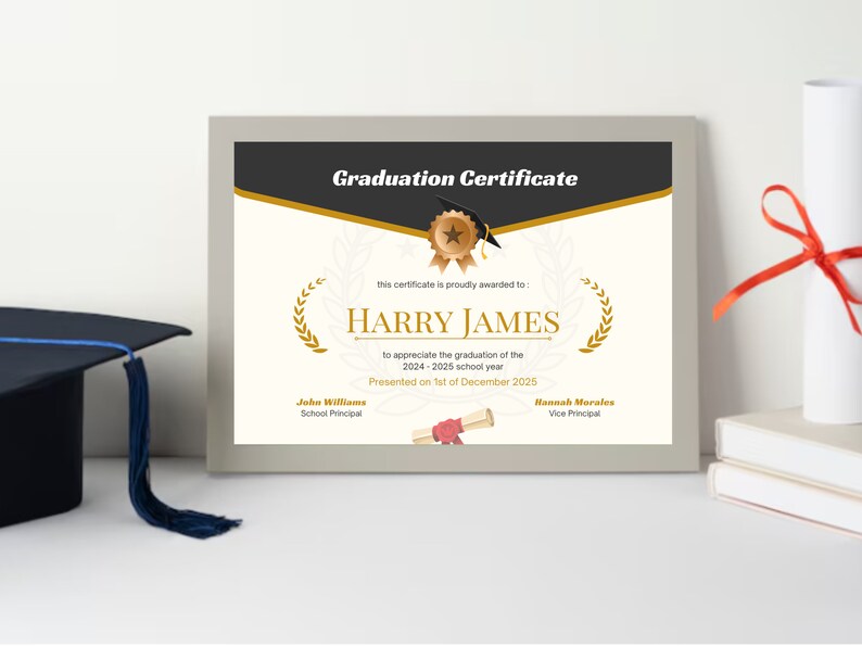 Elegant Graduation Certificate Frame| Graduate Certificate| High School ...