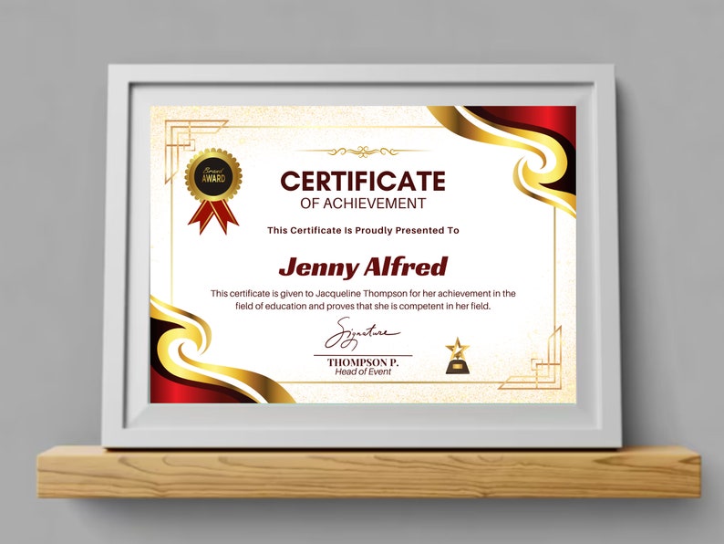 Customizable Certificate of Achievement| Achievement Award ...