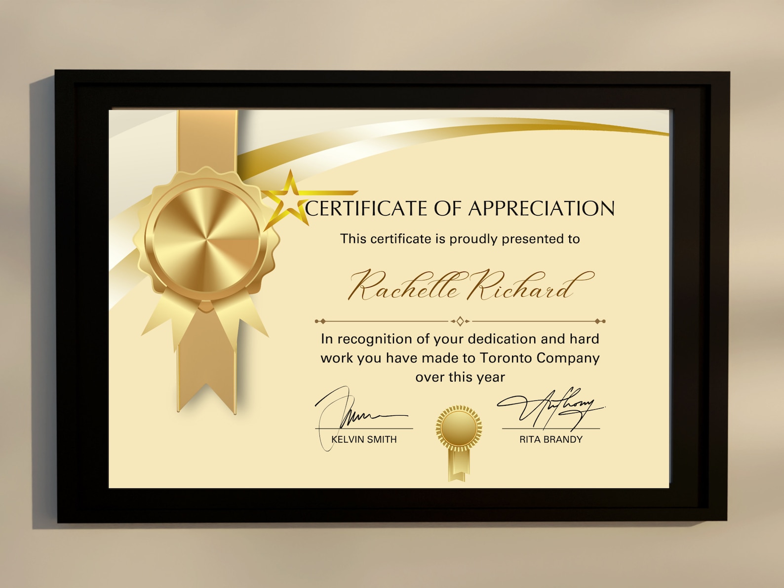 Custom Appreciation Certificate Holder| Recognition Award Display ...
