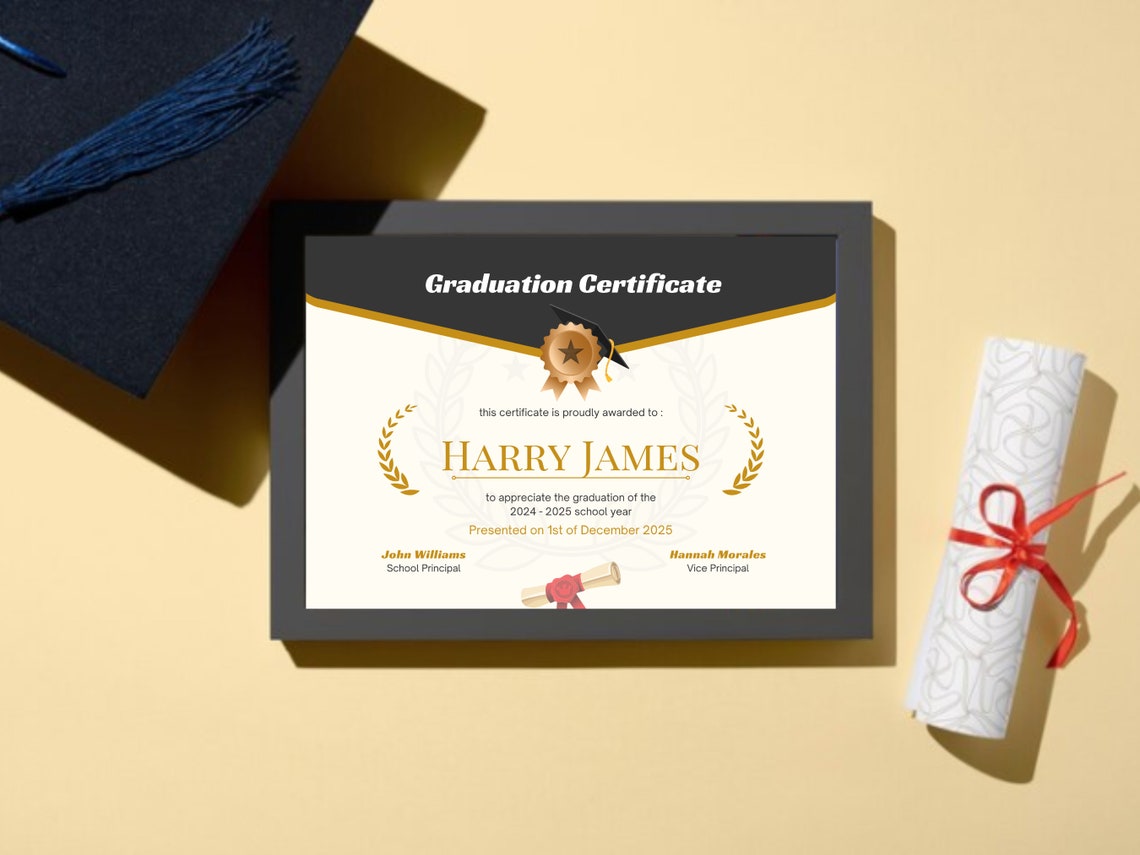 Elegant Graduation Certificate Frame| Graduate Certificate| High School ...