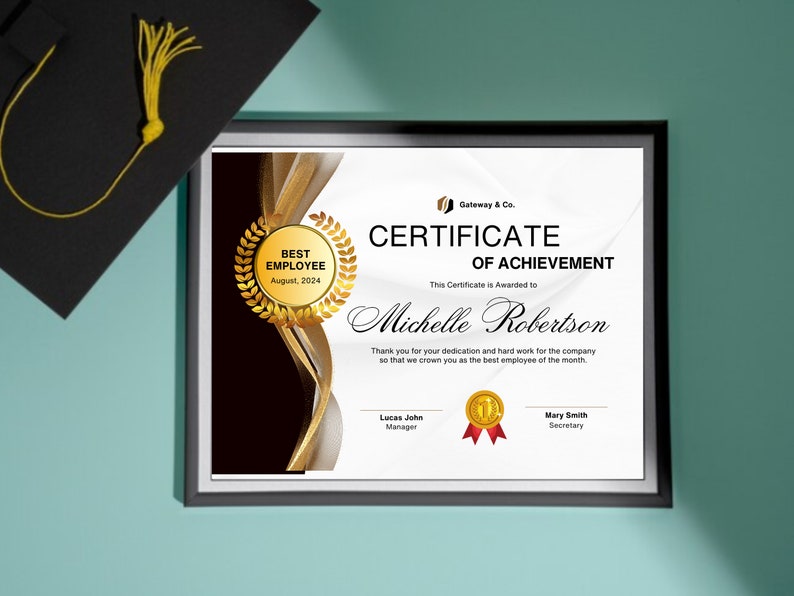 Editable Certificate of Achievement| Achievement Award| Customizable ...