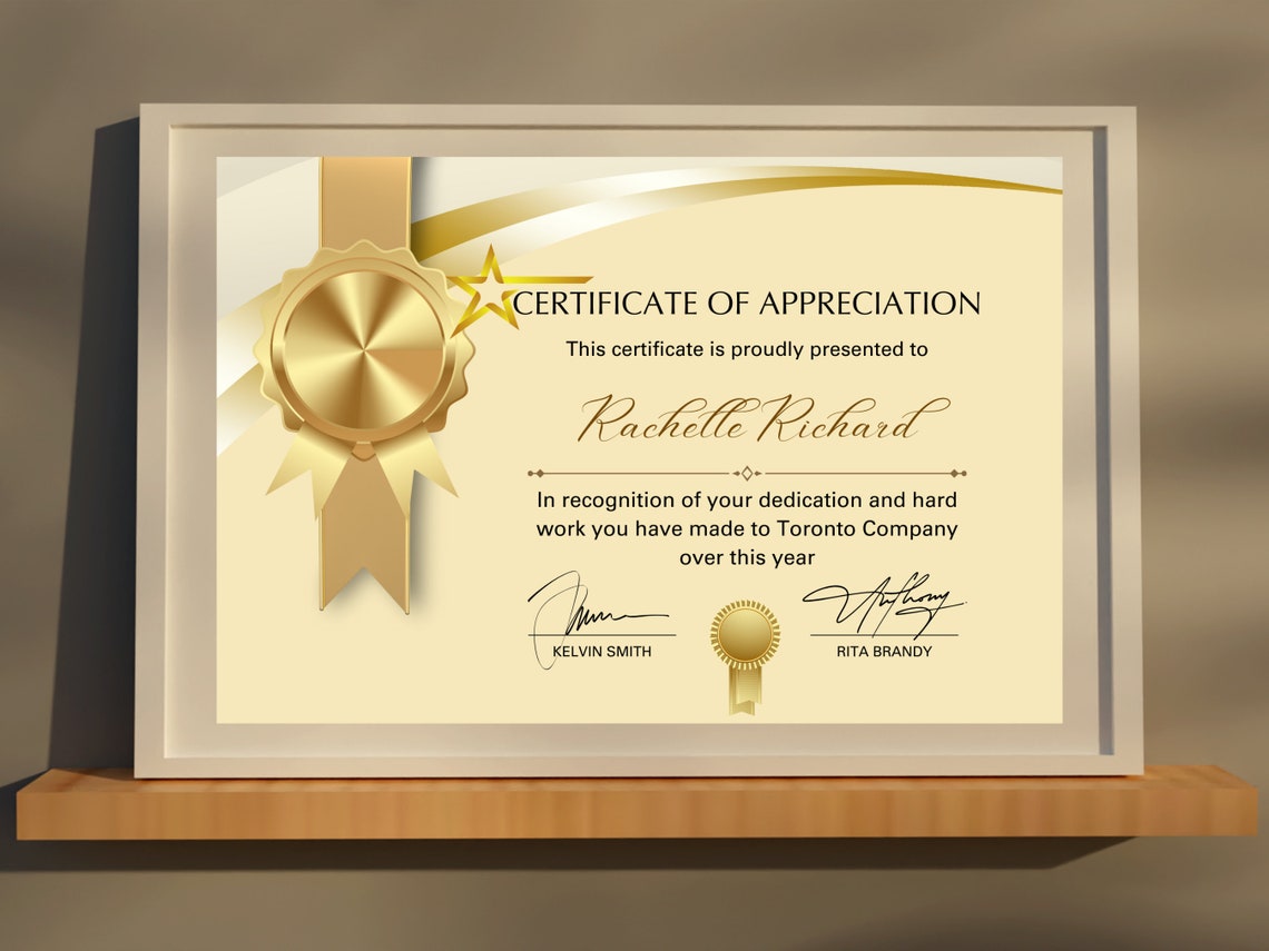 Custom Appreciation Certificate Holder| Recognition Award Display ...