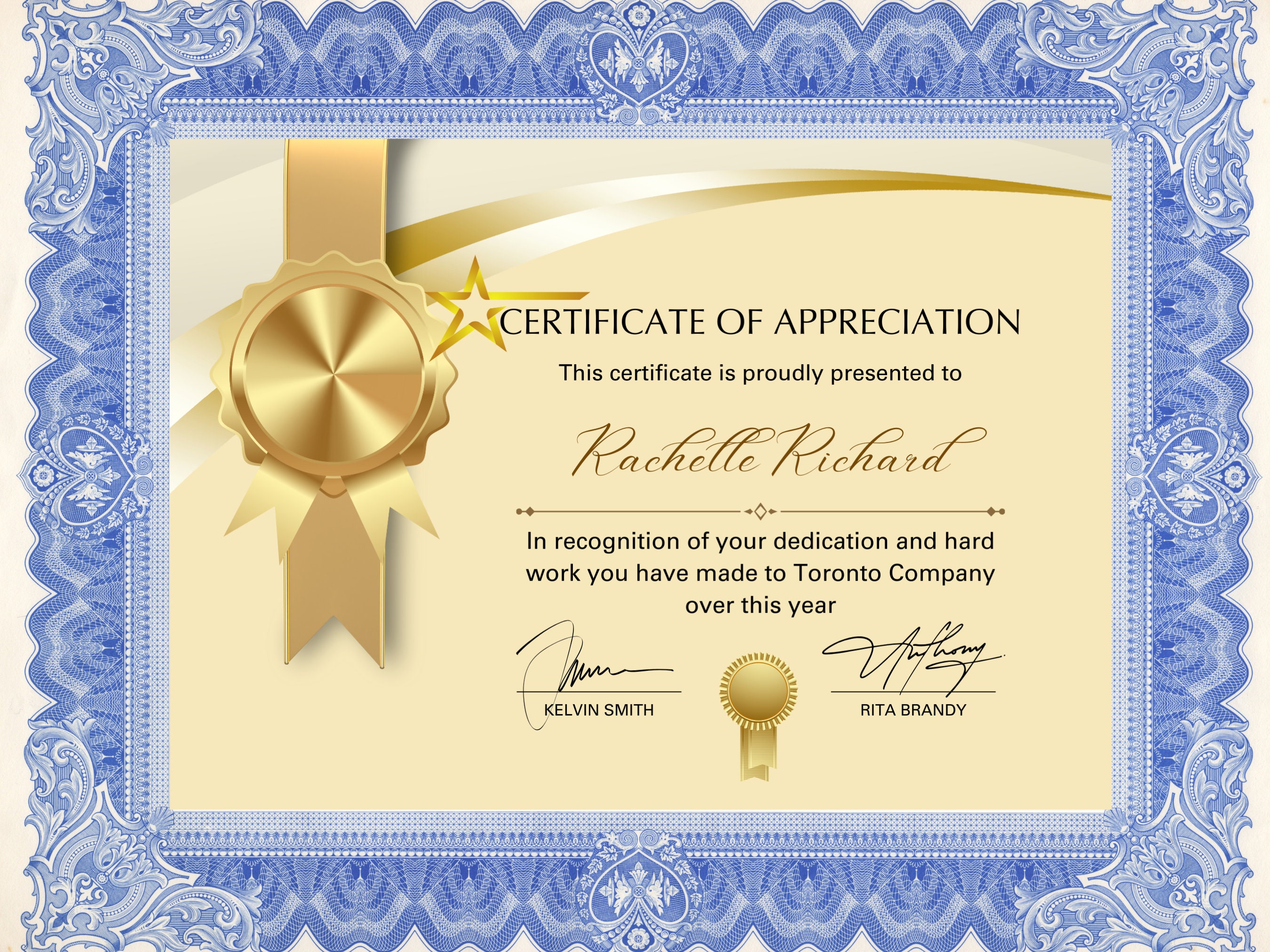 Custom Appreciation Certificate Holder| Recognition Award Display ...