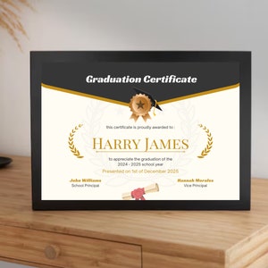 Elegant Graduation Certificate Frame| Graduate Certificate| High School ...