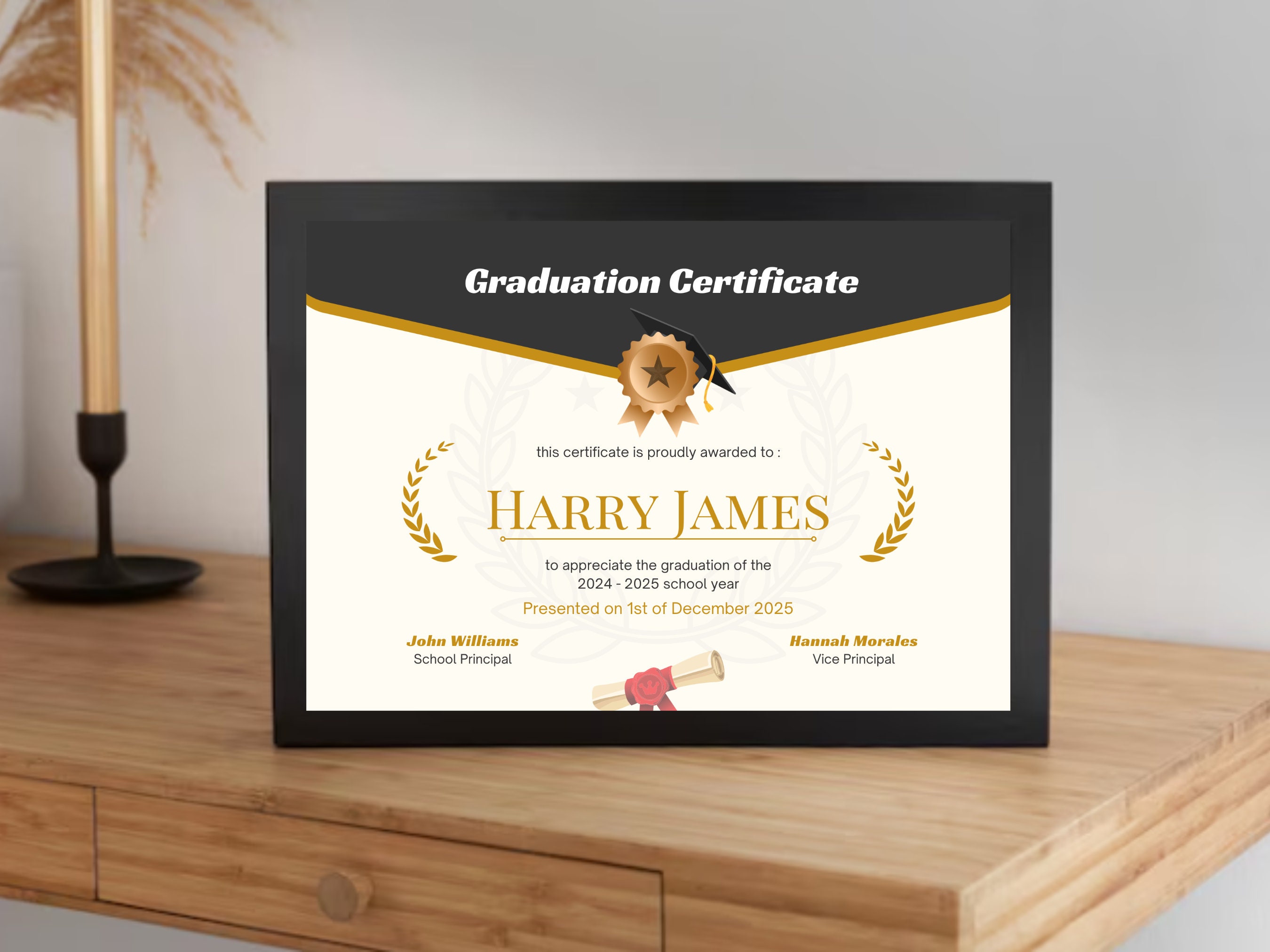 Elegant Graduation Certificate Frame| Graduate Certificate| High School ...