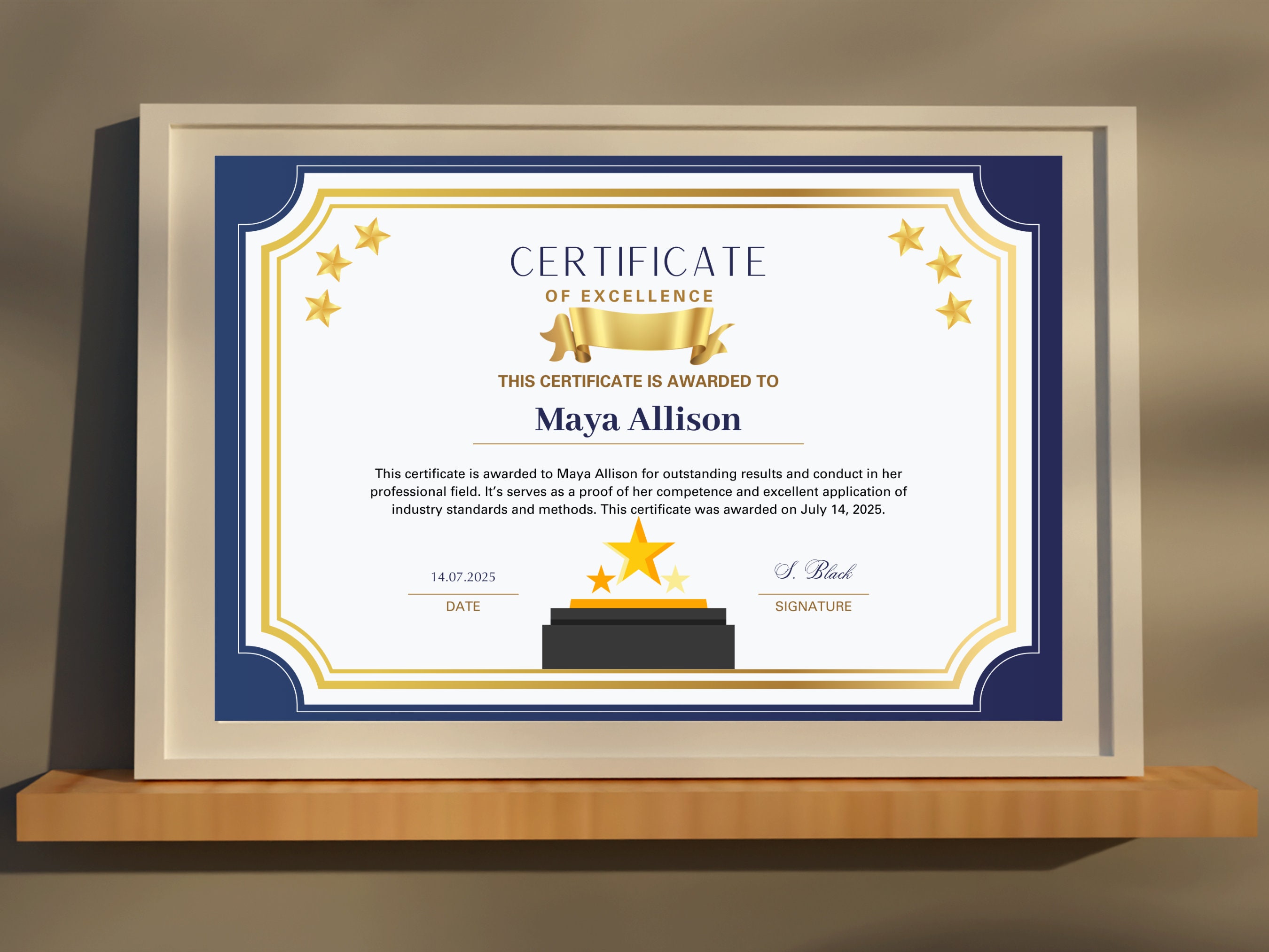 Editable Excellence Certificate Award| Recognition Award Display| Award ...