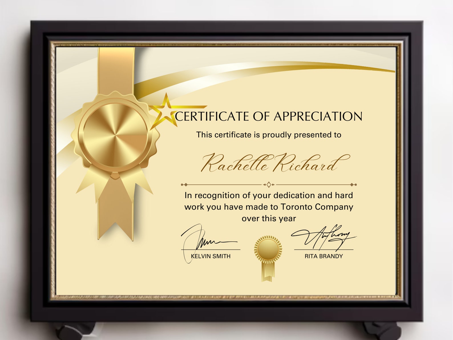Custom Appreciation Certificate Holder| Recognition Award Display ...