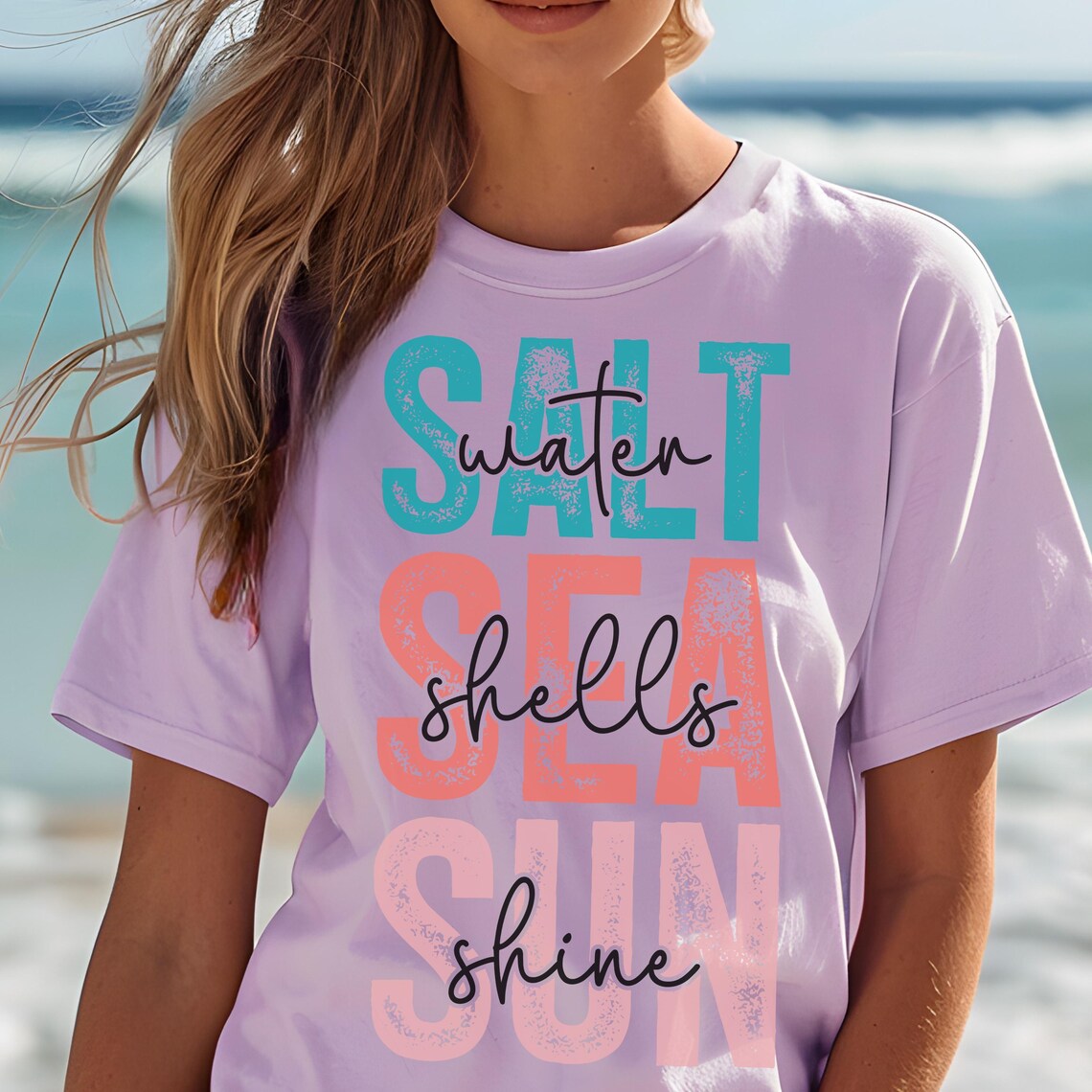 Saltwater Seashells Sunshine Shirt, Cute Summer Beach Tee, Coastal ...