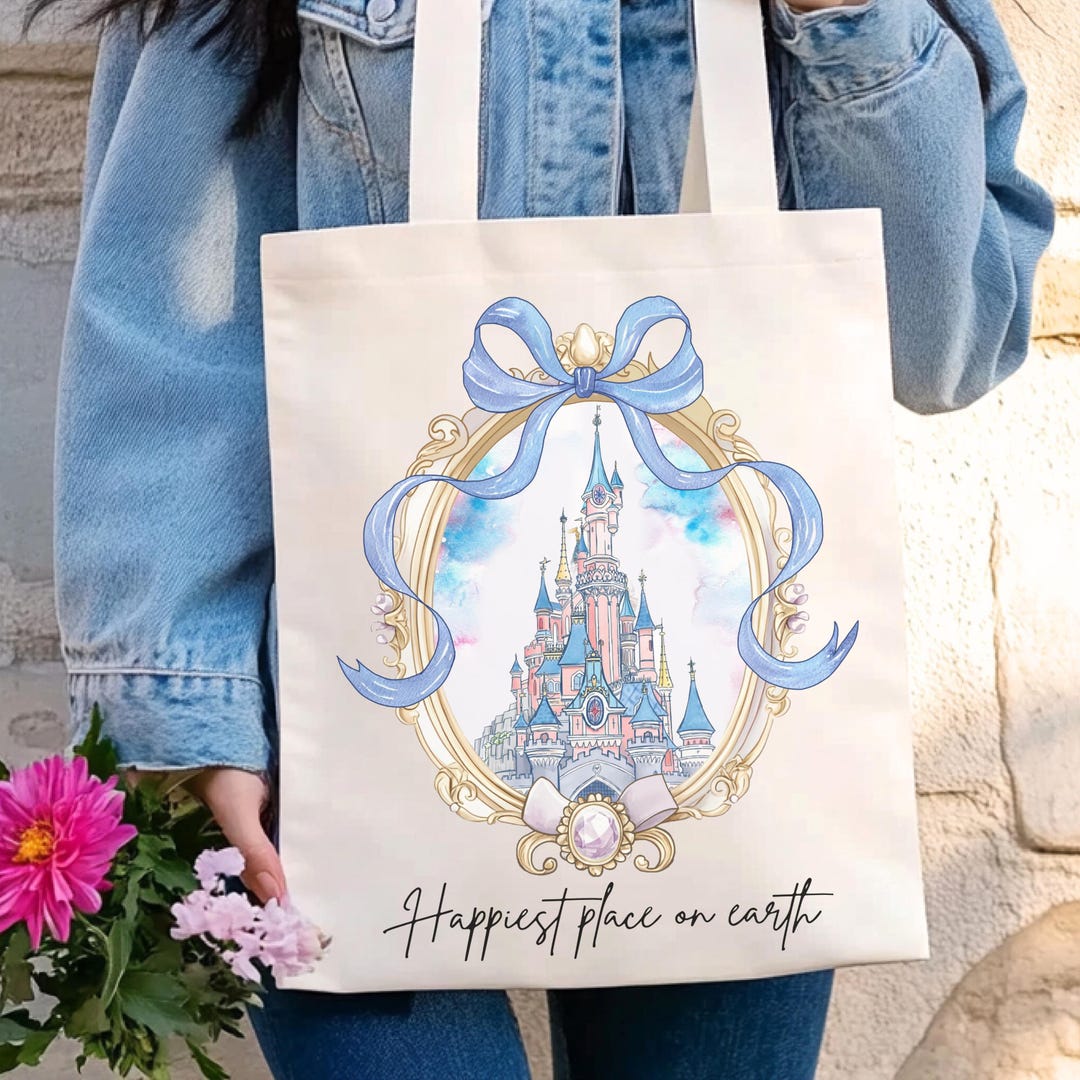 Magical Castle Coquette Blue Bow Tote Bag, Princess Castle Bag, Theme ...