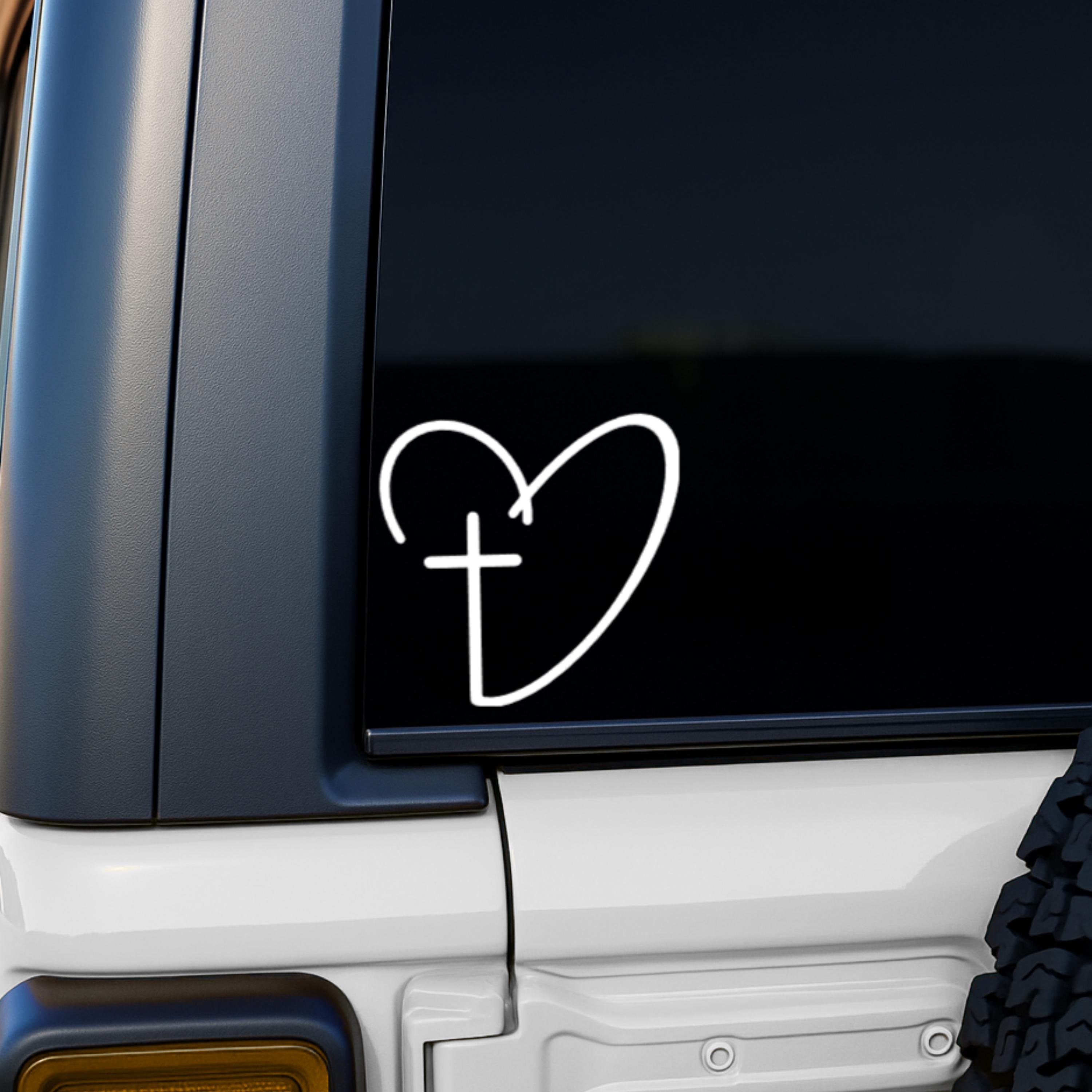 Heart Cross Vinyl Decal, Christian Car Sticker, Faith Decal - Etsy