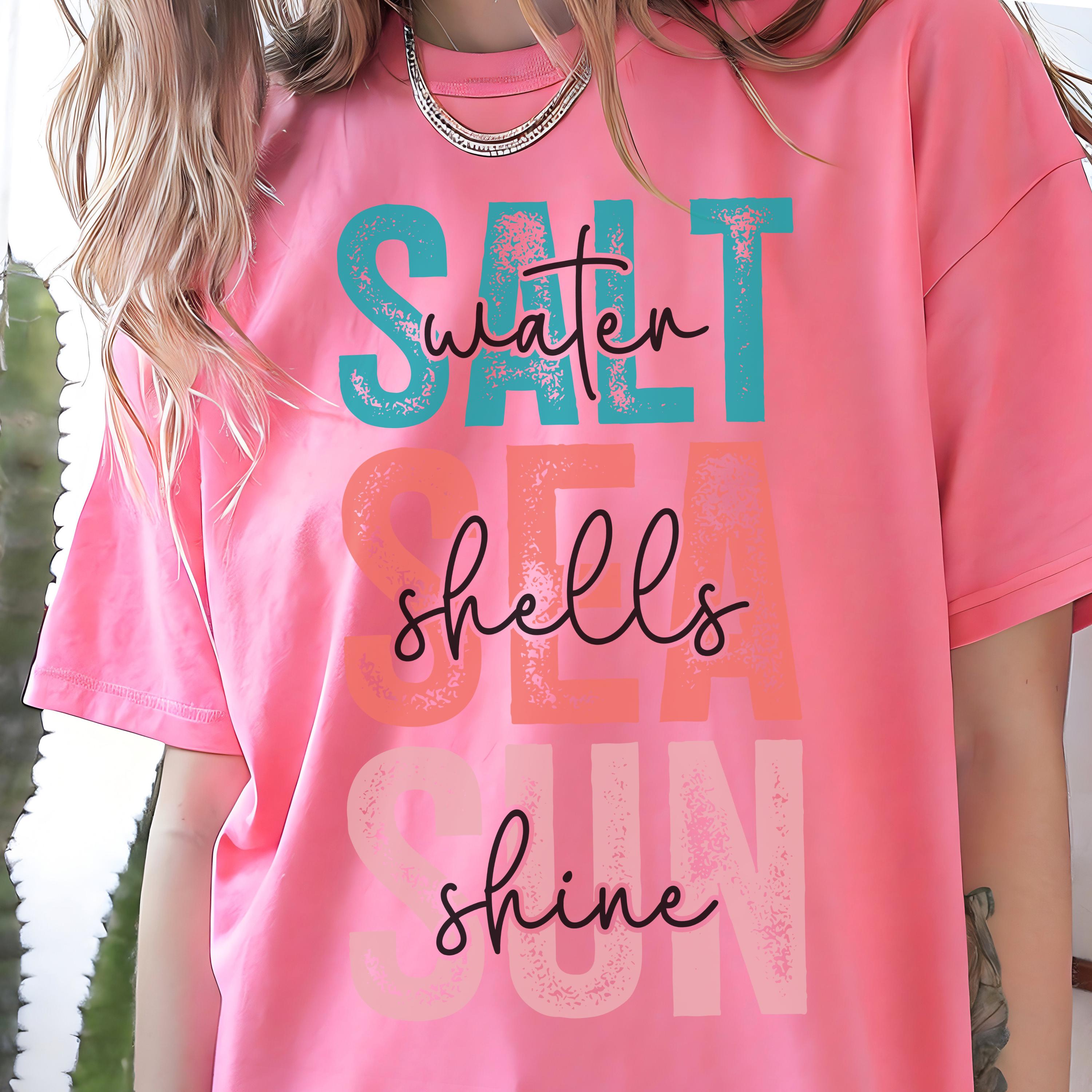 Saltwater Seashells Sunshine Shirt, Cute Summer Beach Tee, Coastal ...