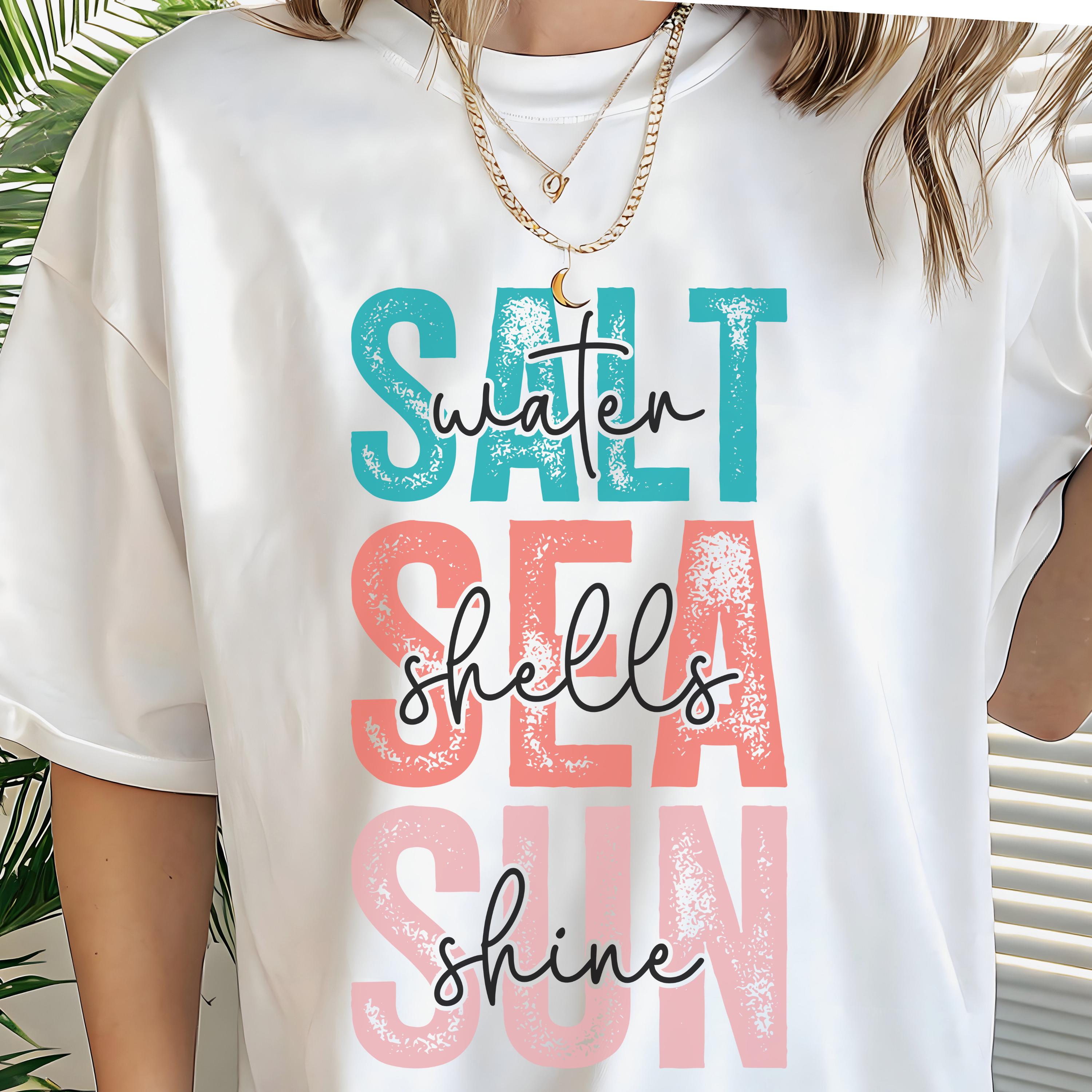 Saltwater Seashells Sunshine Shirt, Cute Summer Beach Tee, Coastal ...