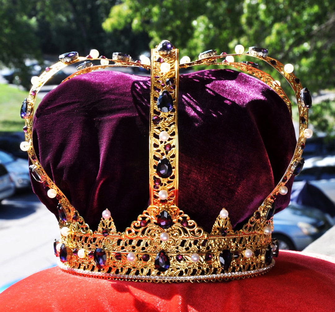 Royal Purple King Crown: Gold Medieval Baroque Headpiece - Etsy