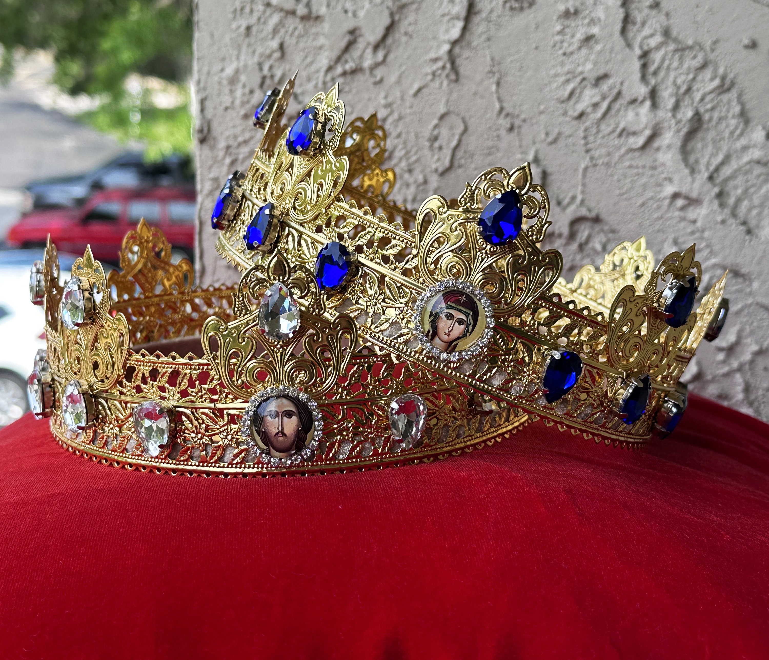 Couple's Wedding Crowns: Renaissance Baroque Style, Custom Stone Choice ...
