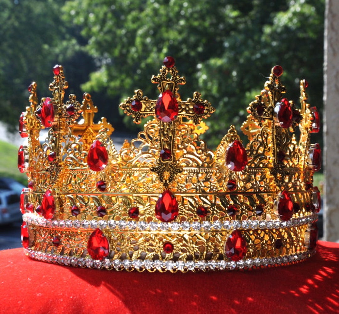 Big Cross King Crown, Male Crown, Men's Crown, Crowns and Tiaras, Gold ...