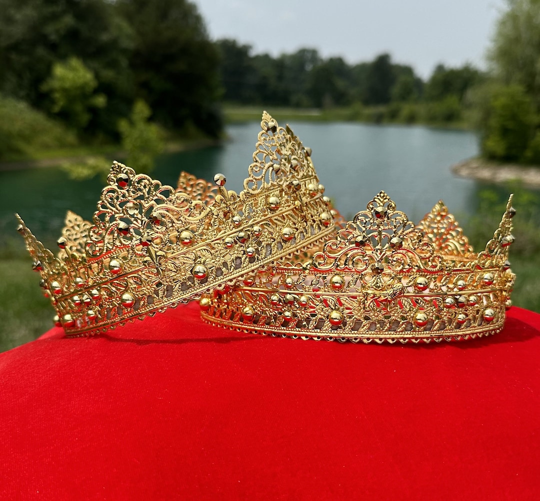 Gold Orthodox Wedding Crowns: Handmade Stephania Couple Crowns - Etsy