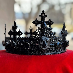 WOLF Black Crown Gothic Crown Cross Crown Headpiece Gothic Bridal ...