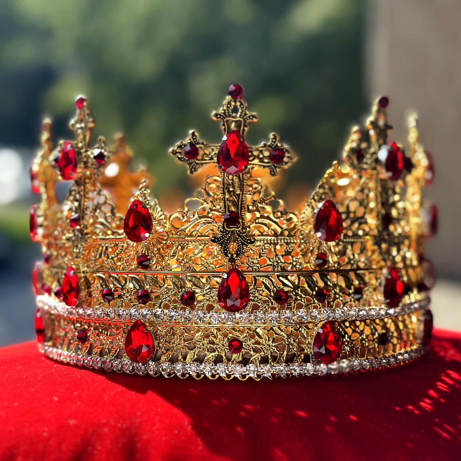 Big Cross King Crown, Male Crown, Men's Crown, Crowns and Tiaras, Gold ...