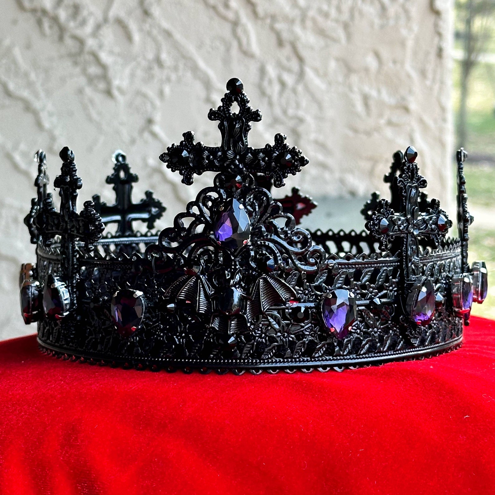 Black Gothic Crown: Bat Cross Headpiece, Halloween Wedding - Etsy