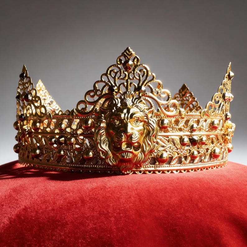 Lion King Crown: Handmade Gold Medieval Renaissance Headpiece - Etsy