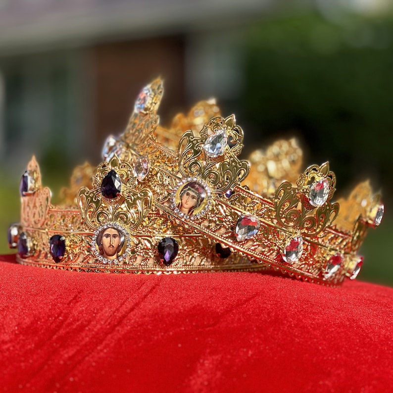 Orthodox Wedding Crowns Set: Byzantine Groom and Bride Ceremony Crowns ...