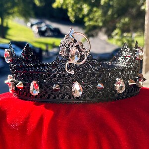 Black Crown King Crown Black Mens Crown Dragon Black Gothic Crown Halo ...