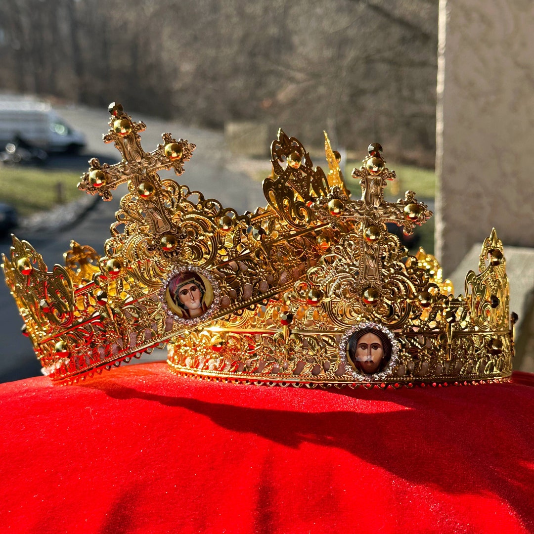 Orthodox Wedding Crowns Custom Handmade Pearls Orthodox Crown Greek ...