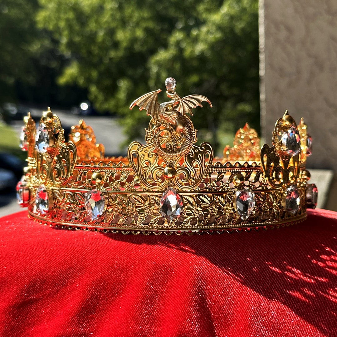 Dragon King Crown: Handmade Gold Medieval Baroque Royal Tiara - Etsy