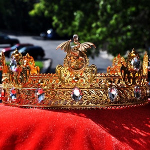 Dragon King Crown: Handmade Gold Medieval Baroque Royal Tiara - Etsy