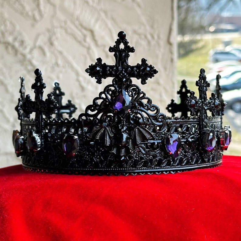 Black Gothic Crown: Bat Cross Headpiece, Halloween Wedding - Etsy
