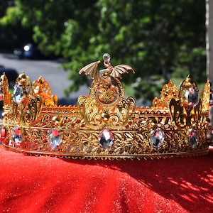 Dragon King Crown: Handmade Gold Medieval Baroque Royal Tiara - Etsy