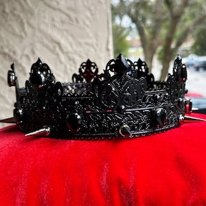 Black Spiked Crown ANY COLOR RHINESTONES Gothic King Mens Crown Spike ...